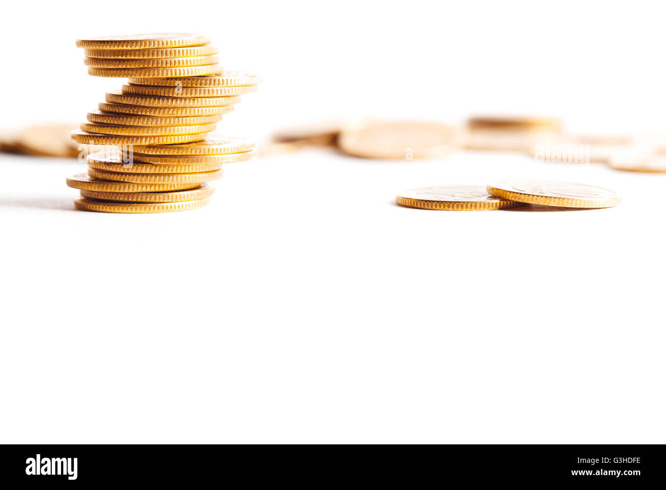 coin stack isolated on white Stock Photo - Alamy