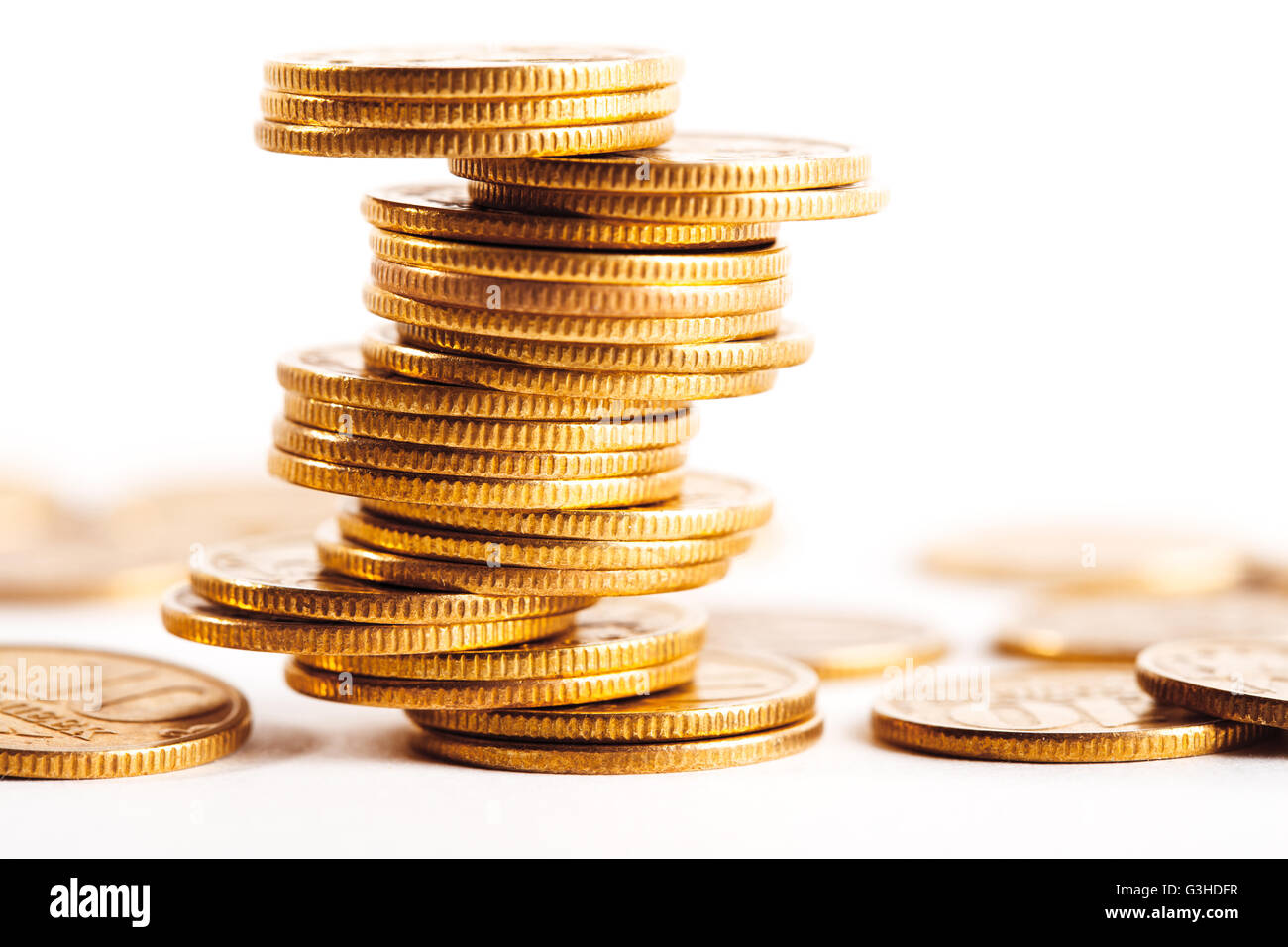 Coins stacked on each other in different positions Stock Photo - Alamy