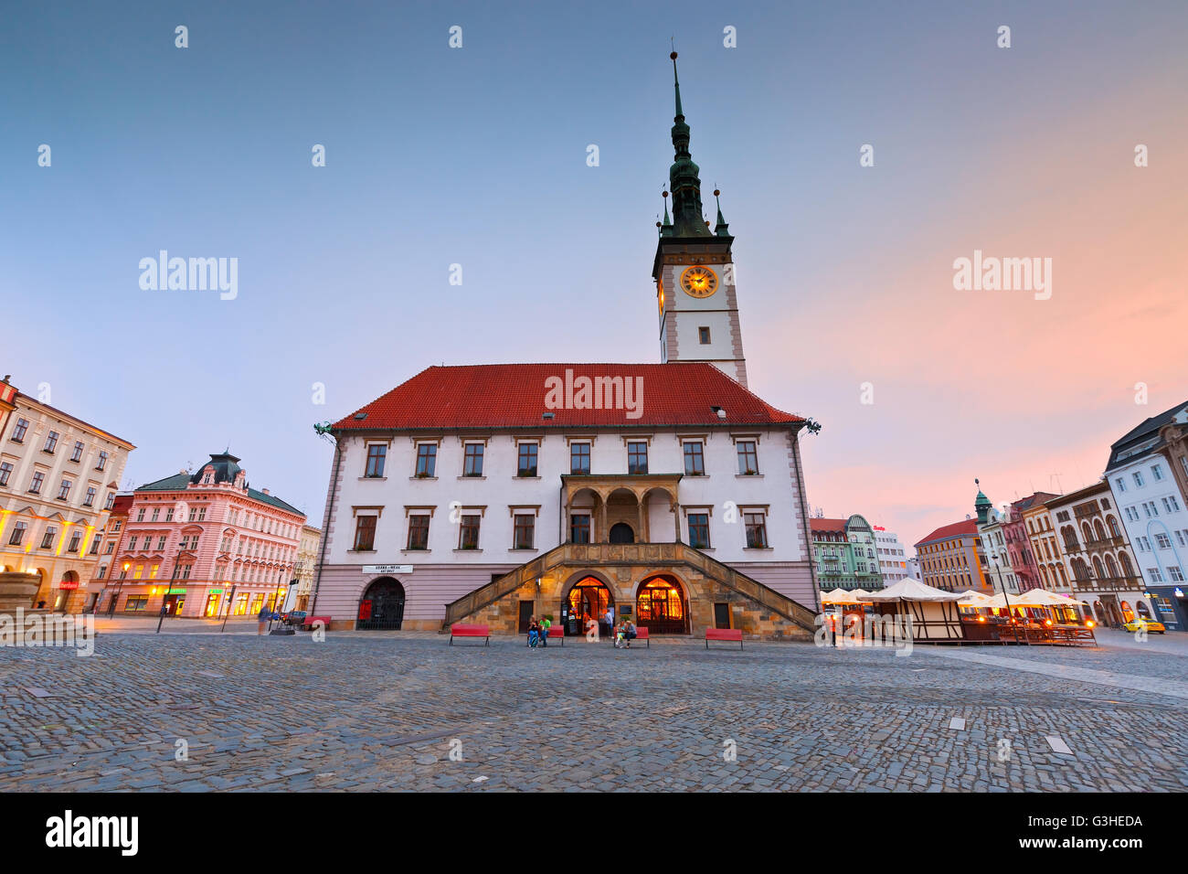 Town hall in the main square of the old town of Olomouc, Czech Republic ...