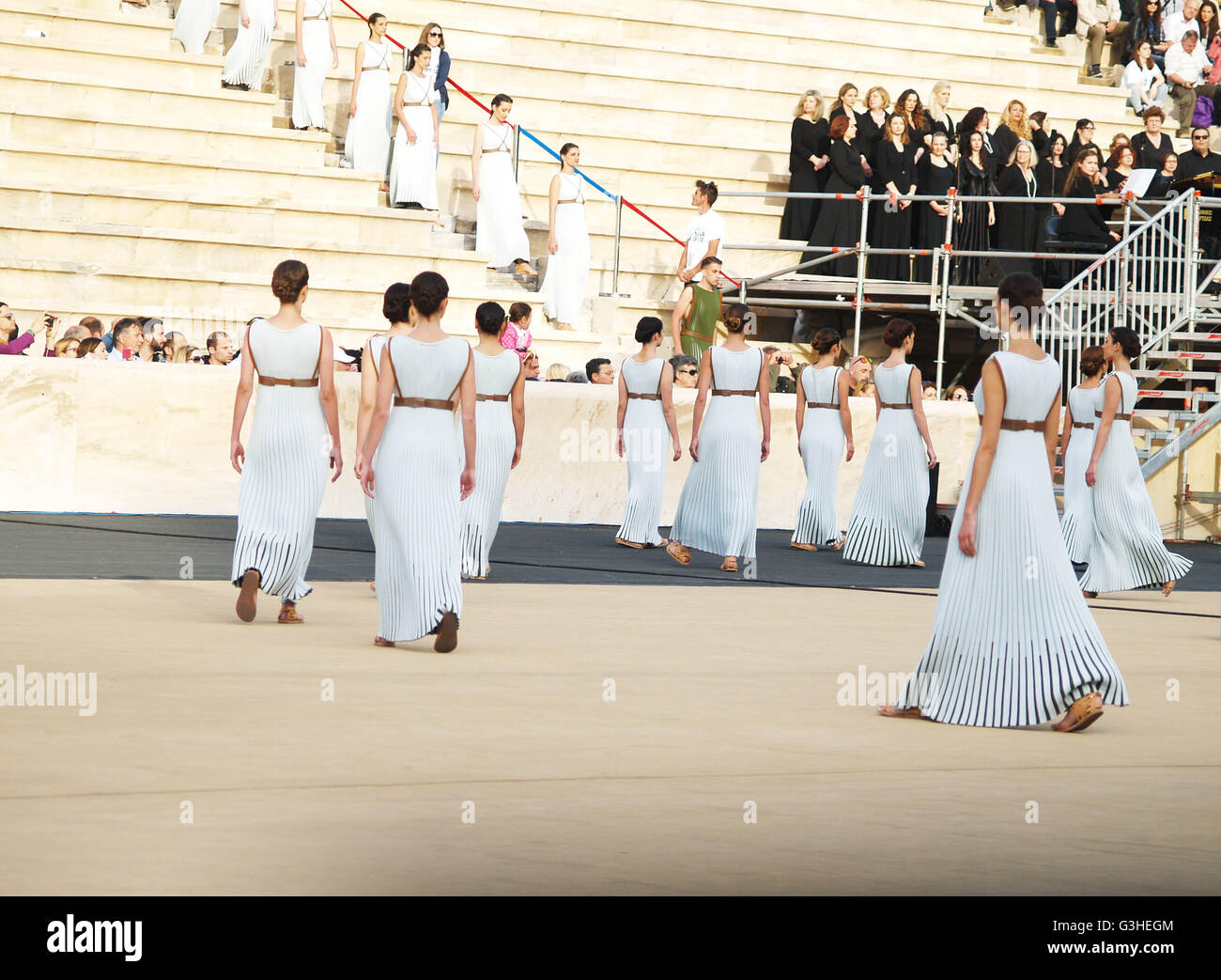 Athens, Greece. 27th Apr, 2016. The priestesses of the ceremony are ...
