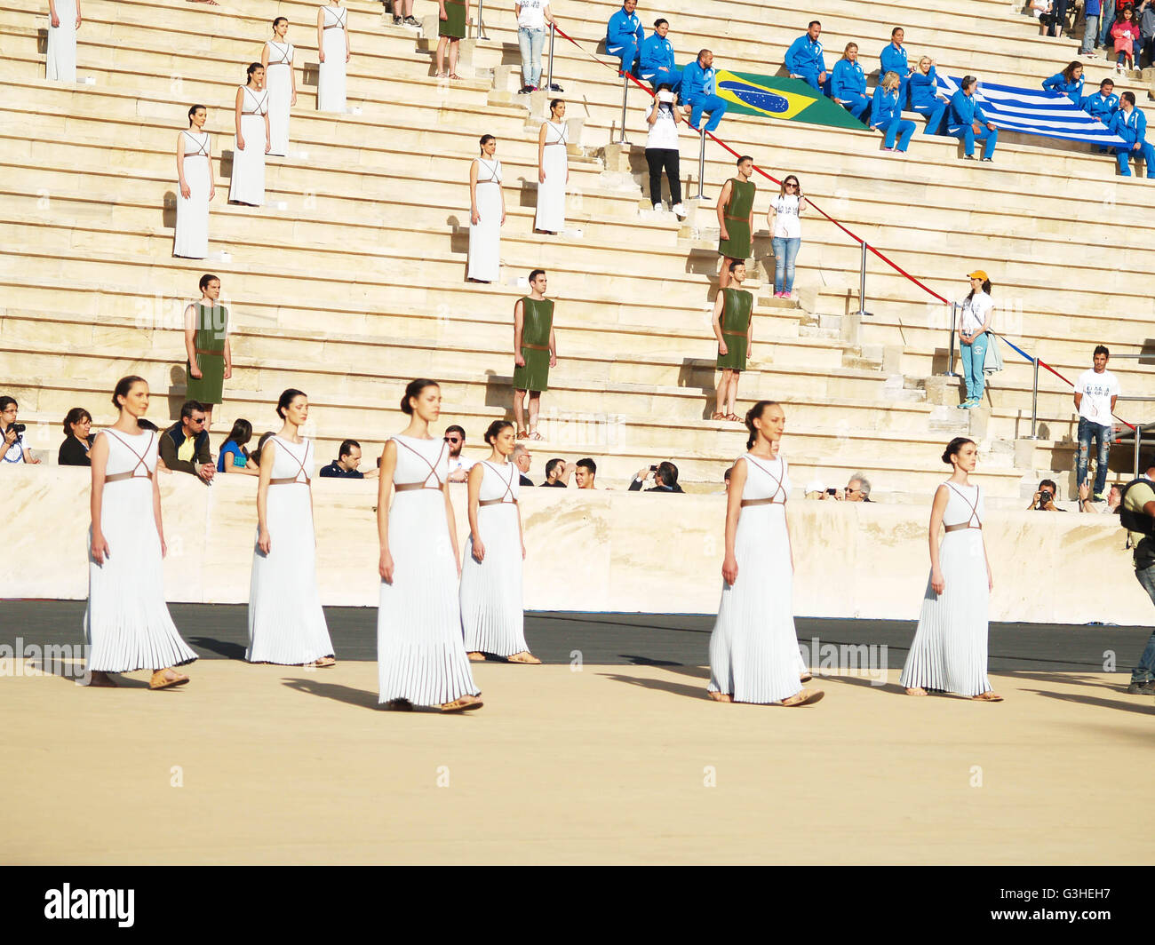 Athens, Greece. 27th Apr, 2016. The priestesses of the ceremony along ...