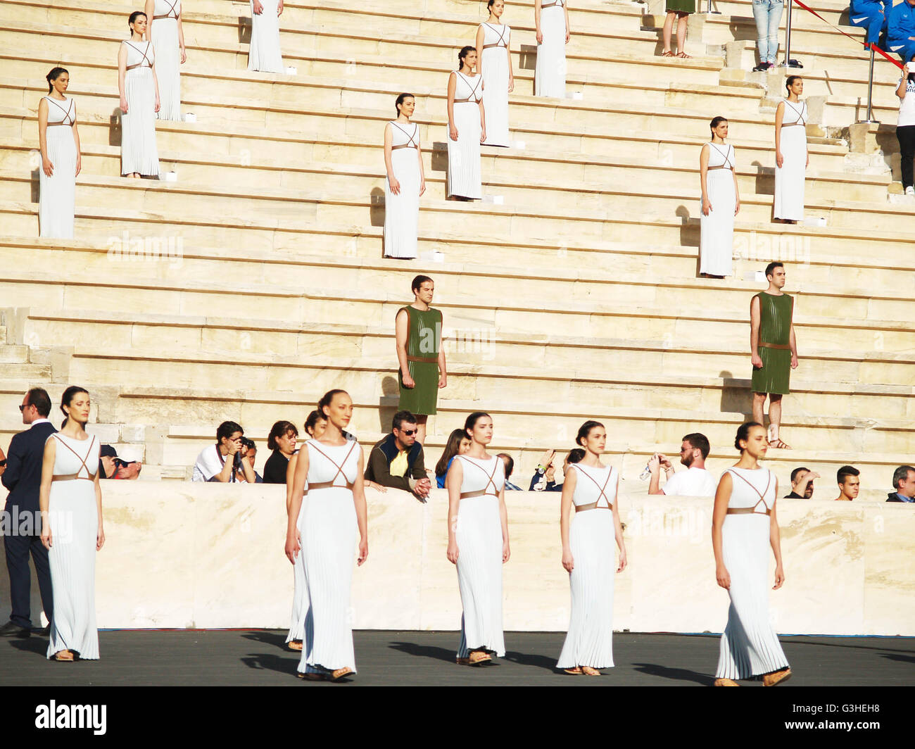 Athens, Greece. 27th Apr, 2016. The priestesses of the ceremony along ...