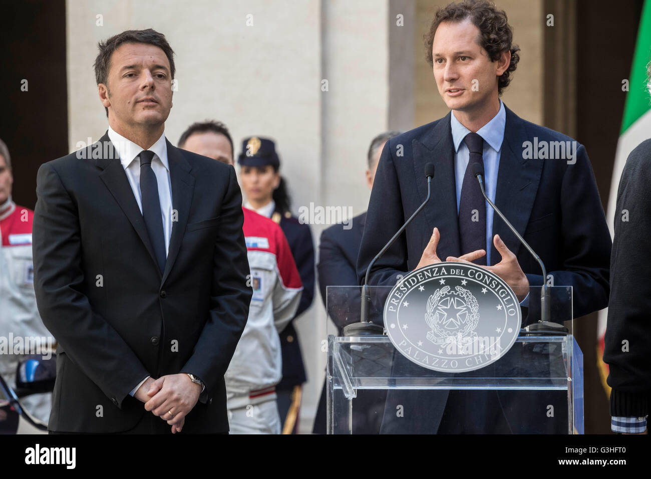 Rome, Italy. 05th May, 2016. John Elkann (R), Chairman of Fiat Chrysler ...