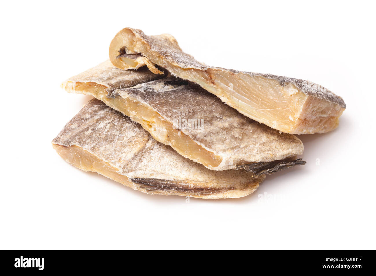 Portuguese Bacalhau traditional salt dried cod, isolated on a white ...