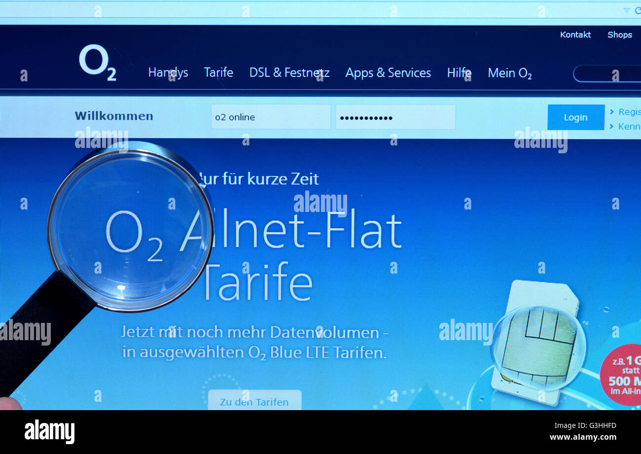 O2.de, Homepage, Internet, Bildschirm Stock Photo - Alamy