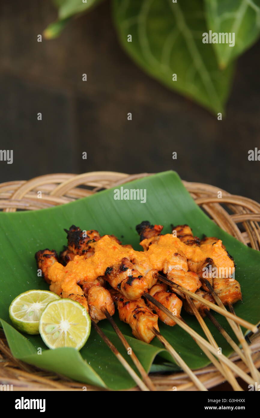 Sate Serepeh, chicken satay from Rembang, Central Java. The satay are ...