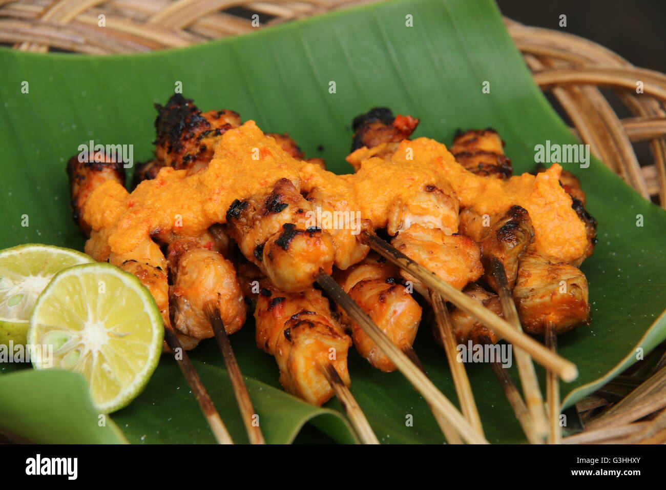 Sate Serepeh, chicken satay from Rembang, Central Java. The satay are ...