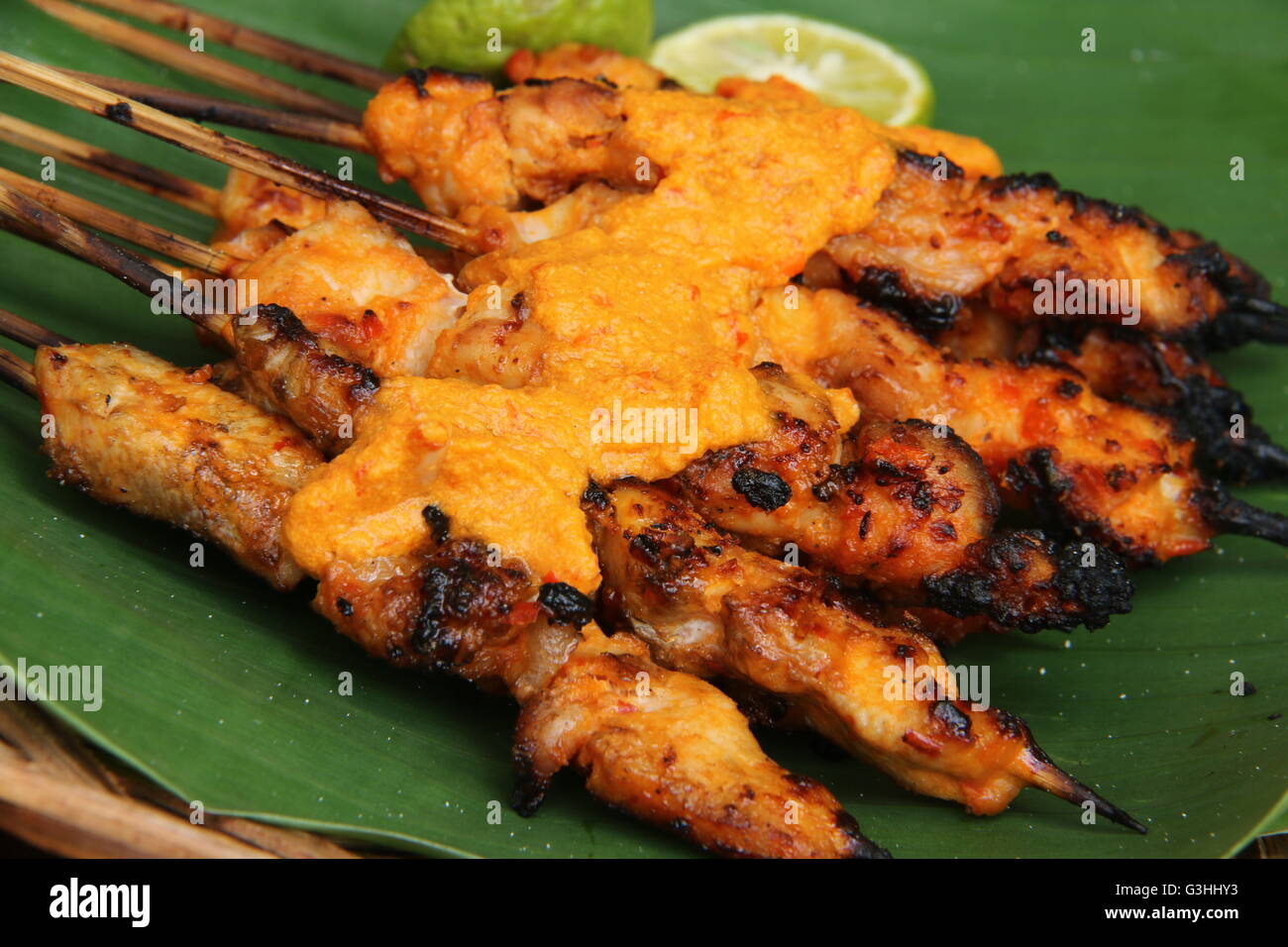 Sate Serepeh, chicken satay from Rembang, Central Java. The satay are ...