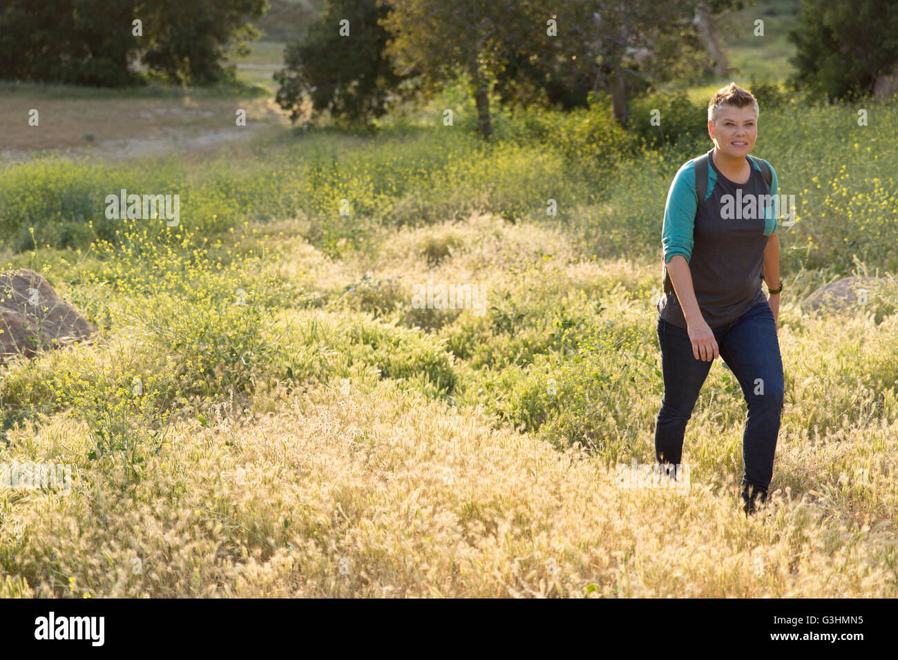 Mature woman hill walking hi-res stock photography and images - Alamy