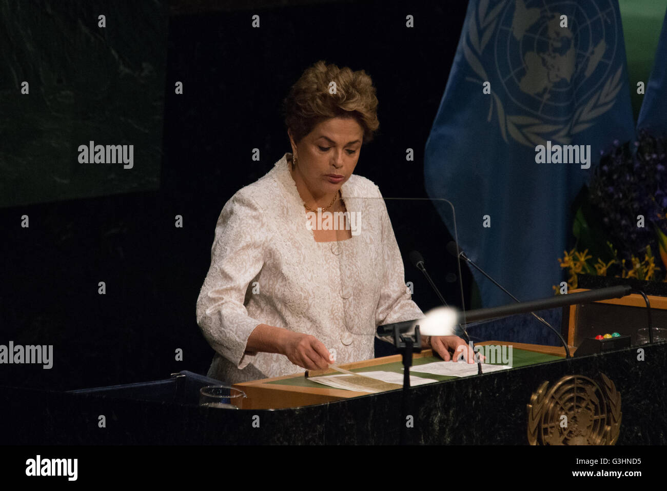 New York City, United States. 22nd Apr, 2016. Brazilian President Dilma ...