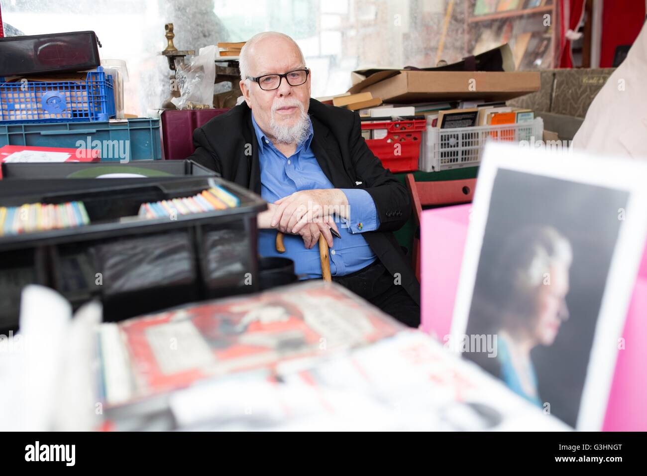 EDITORIAL USE ONLY Artist Sir Peter Blake attends the Vauxhall Art Car Boot Fair at Brick Lane ...