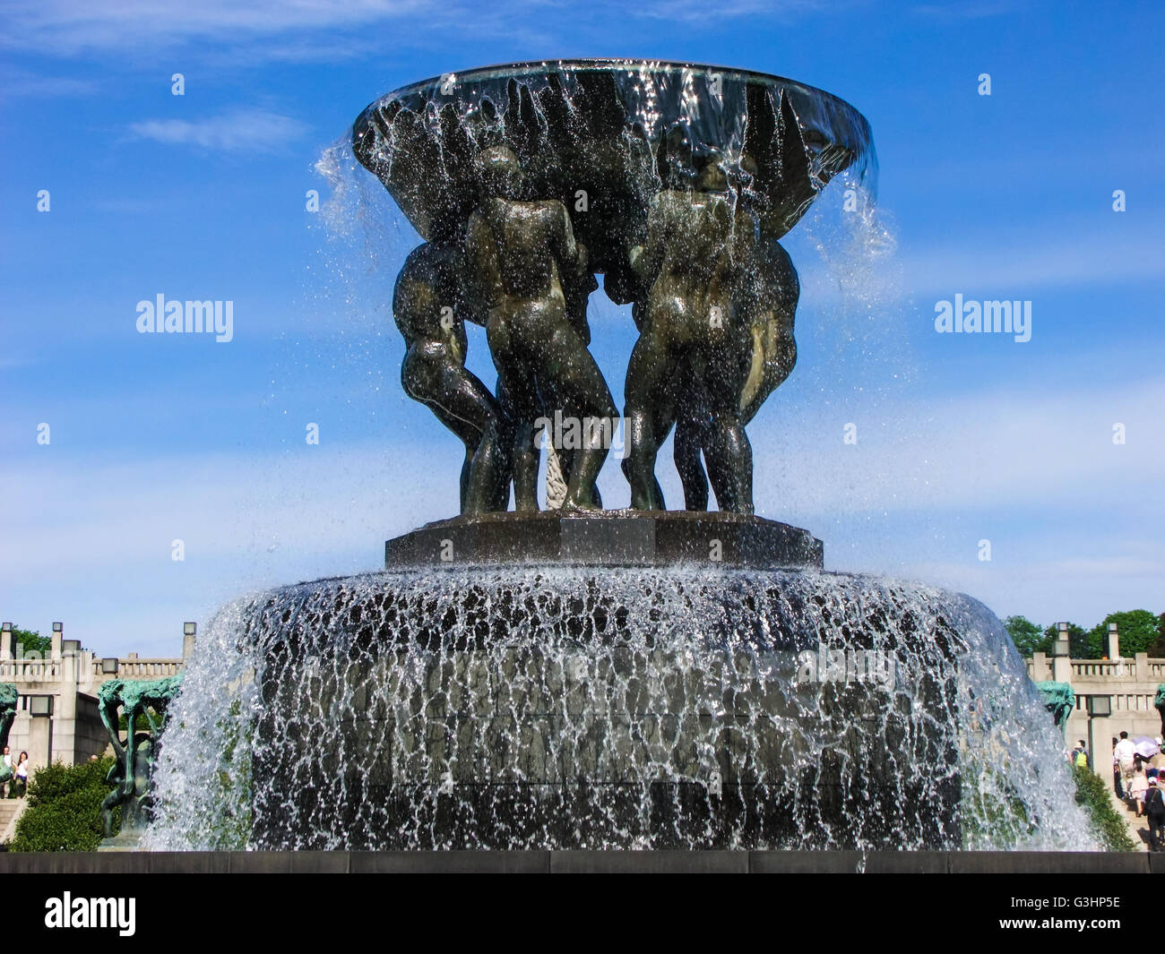 OSLO, NORWAY - 13 June 2015 : Abstract bronze sculptures of teamwork ...