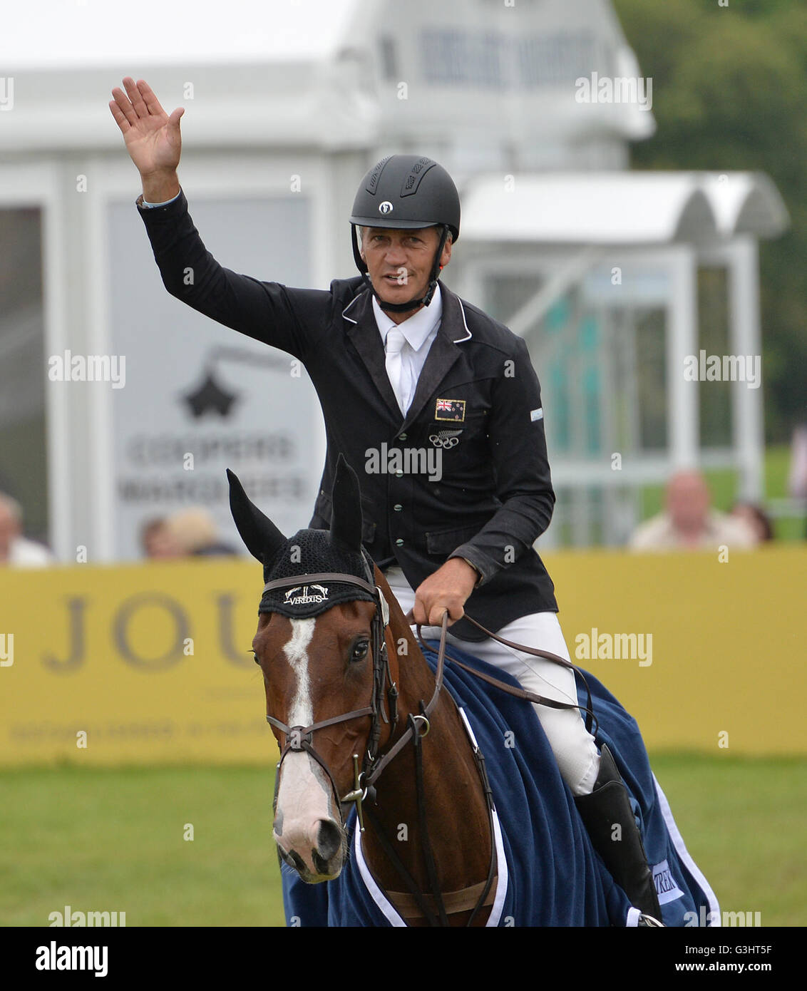 Andrew Nicholson riding Jet Set IV celebrates victory in the Equitrek ...