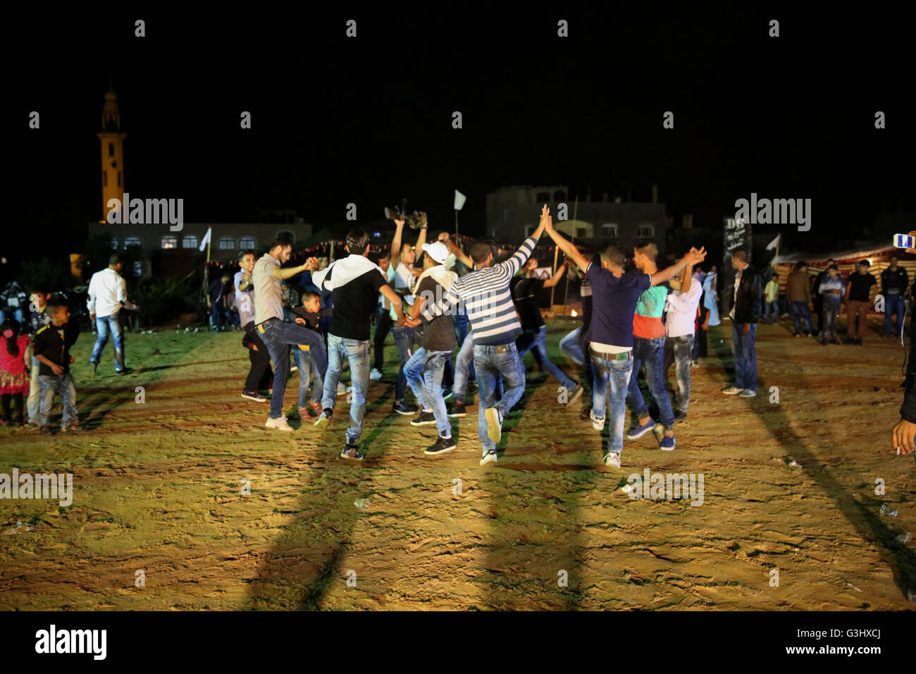 Palestinian Bedouin youths dancing during a Bedouin wedding in Beit ...