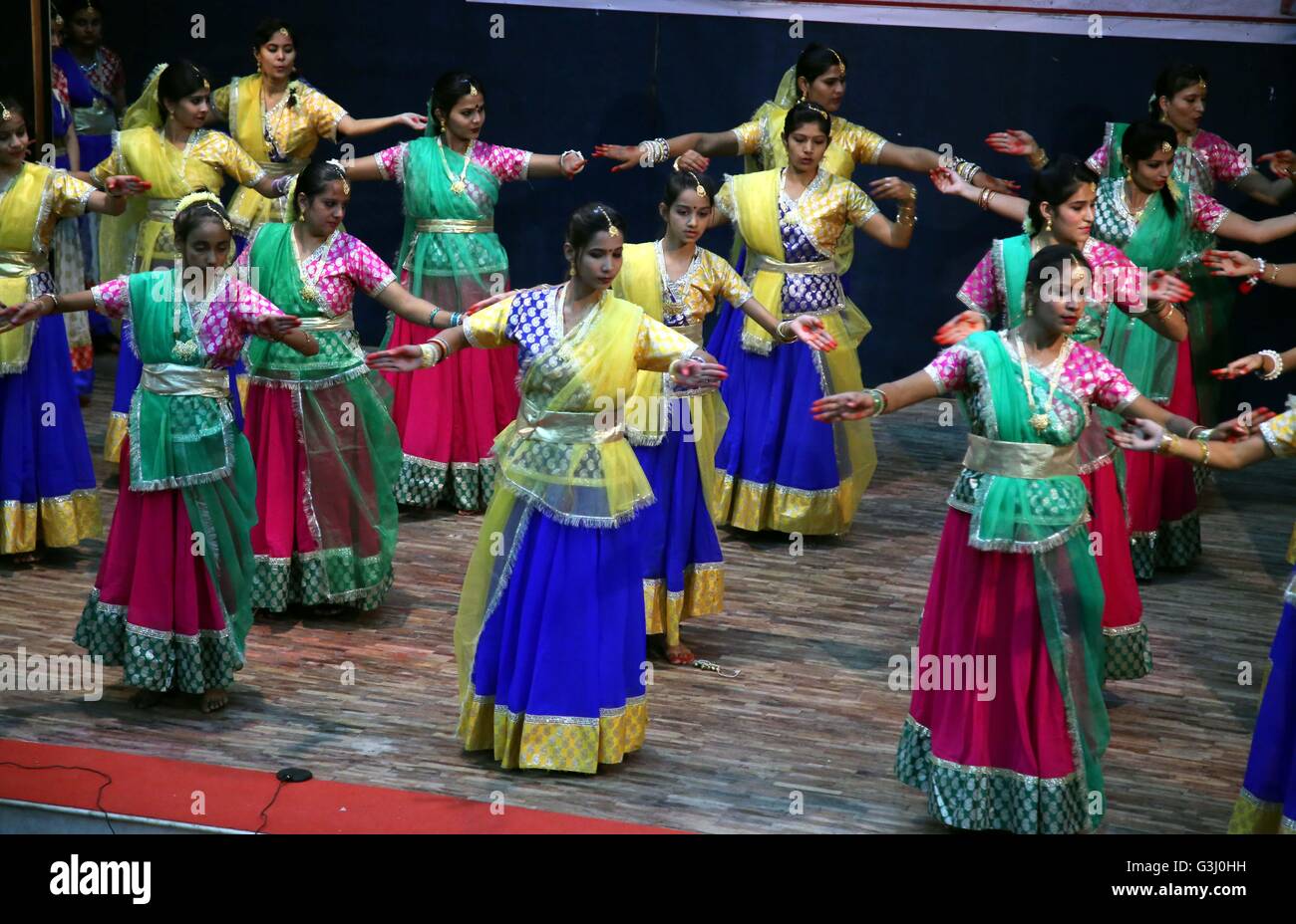 Girls participate in a closing ceremony of Kathak dance training camp ...