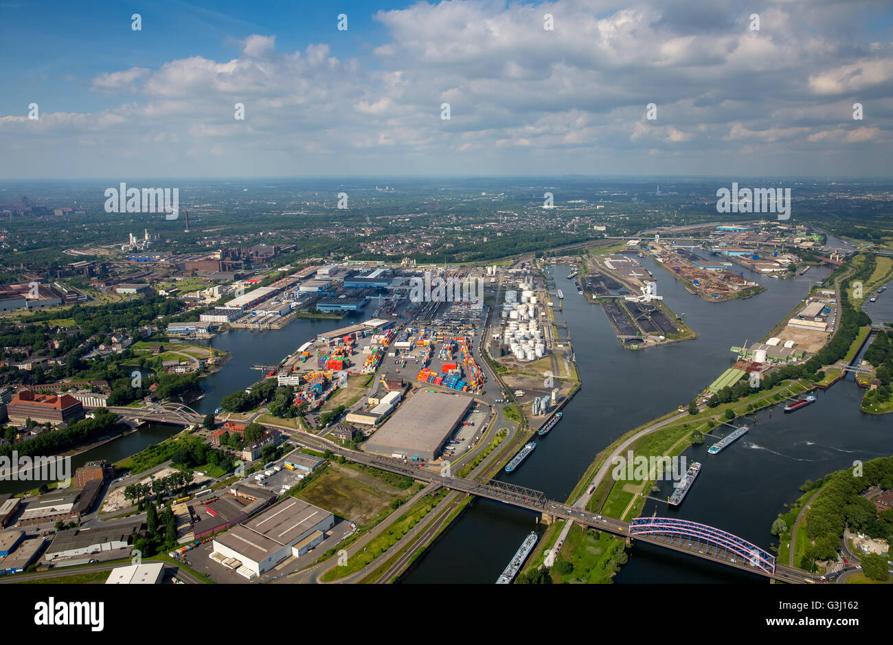 Aerial view, Ruhr estuary and the Port of Duisburg, Duisport, Duisburg ...
