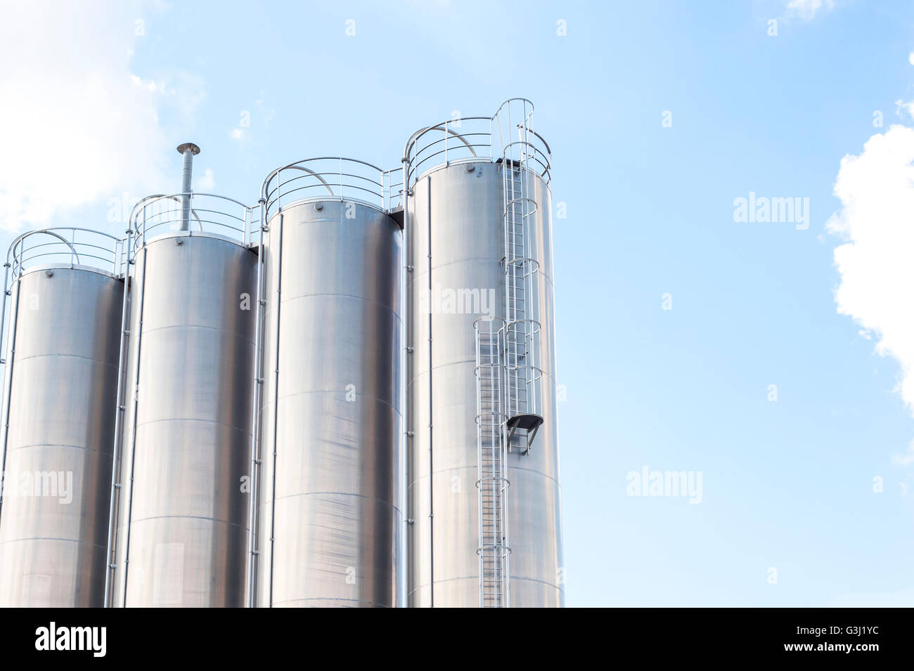 Industrial silos for chemical production, by stainless steel Stock ...