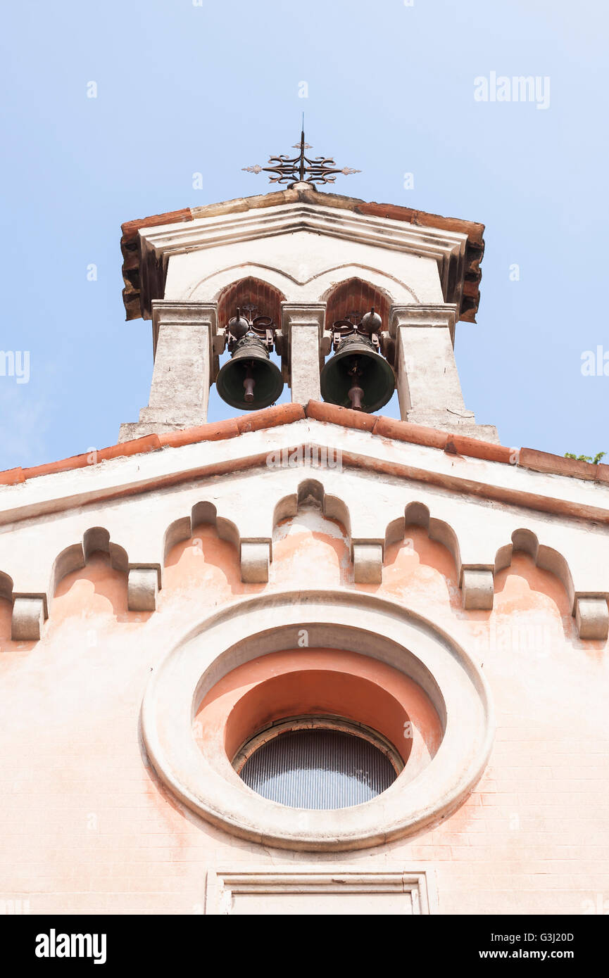 Small bell tower with a bell of a church Stock Photo - Alamy