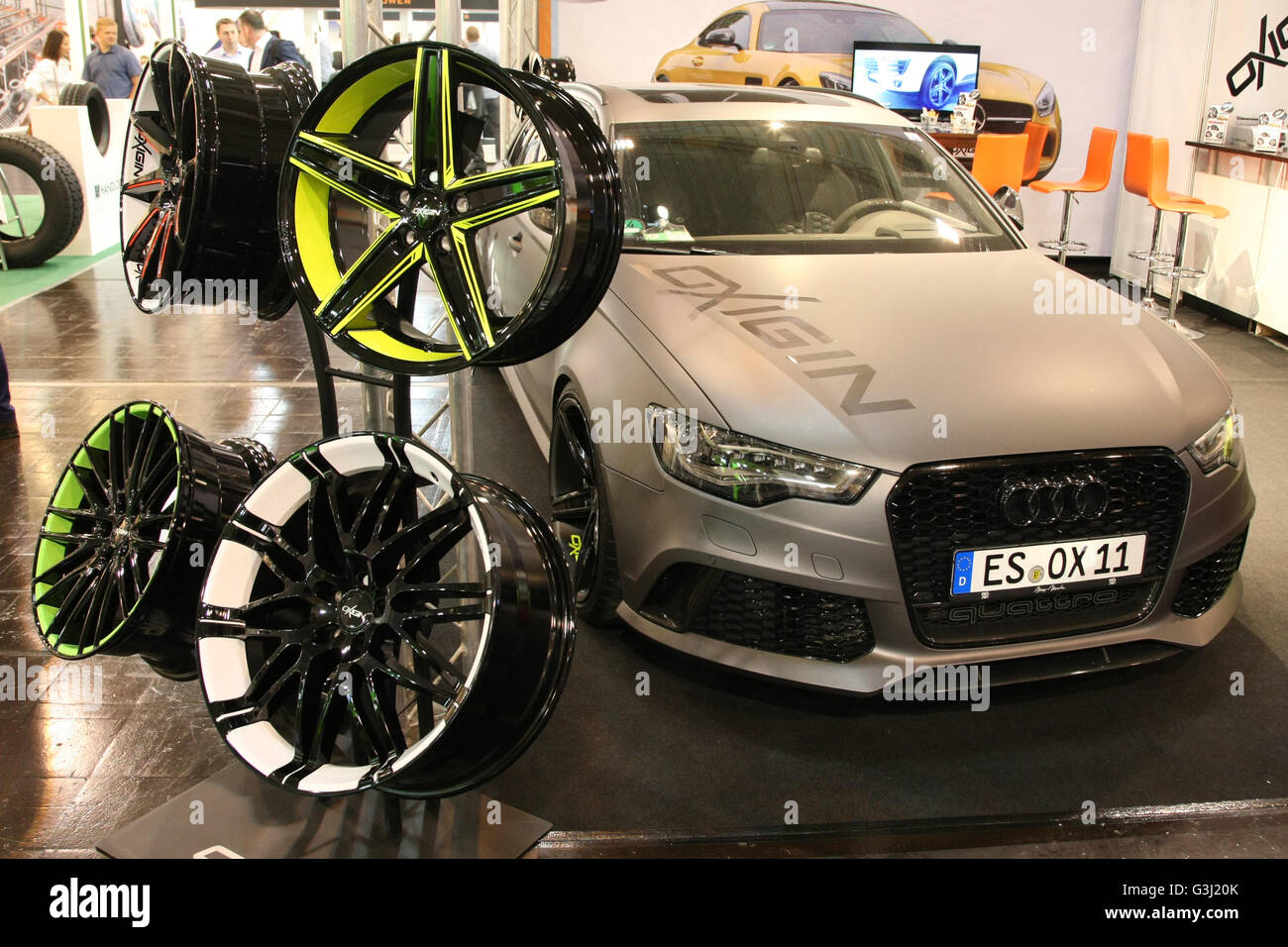 Essen, Germany. 26th May, 2016. Colorful rims from Oxigin during the ...