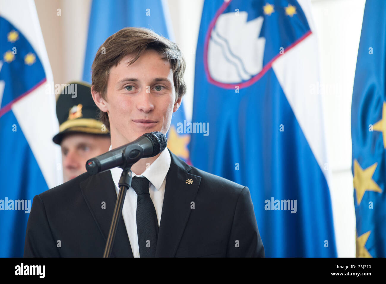 Peter Prevc at the ceremony where he received Slovenian Golden Order of ...