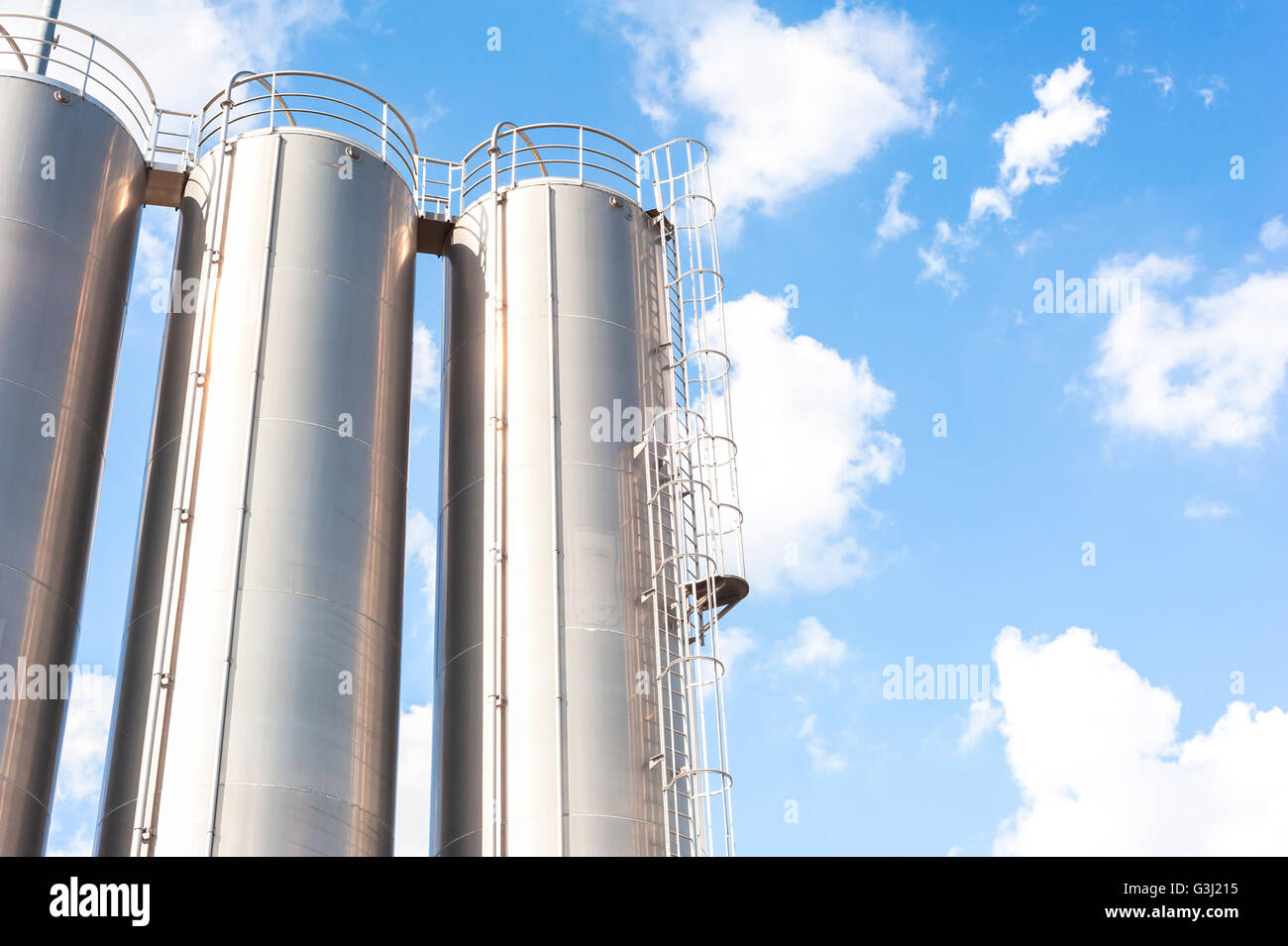 Industrial silos for chemical production, by stainless steel Stock ...