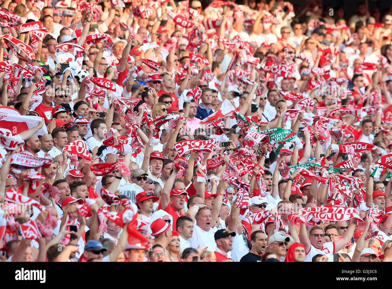 Poland fans celebrate in the stands during the UEFA Euro 2016, Group C ...