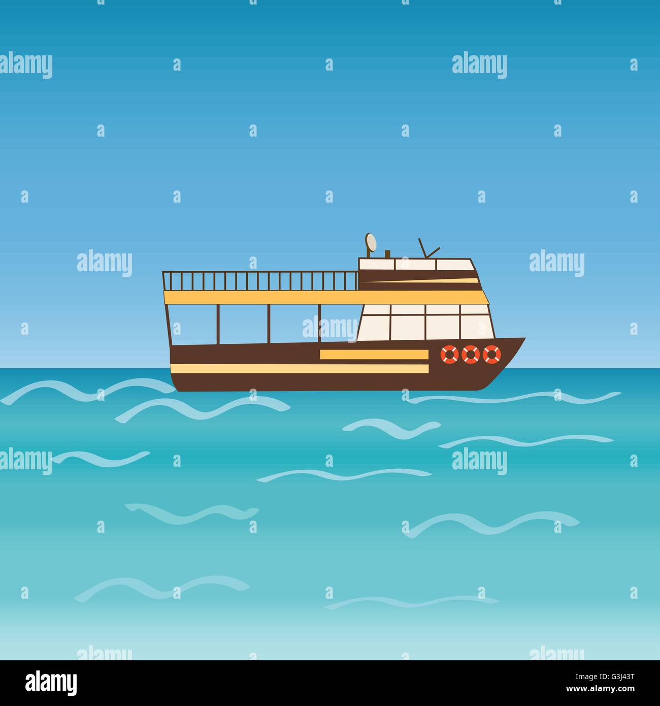 Water transport travel ship across sea river ocean Stock Vector Image ...