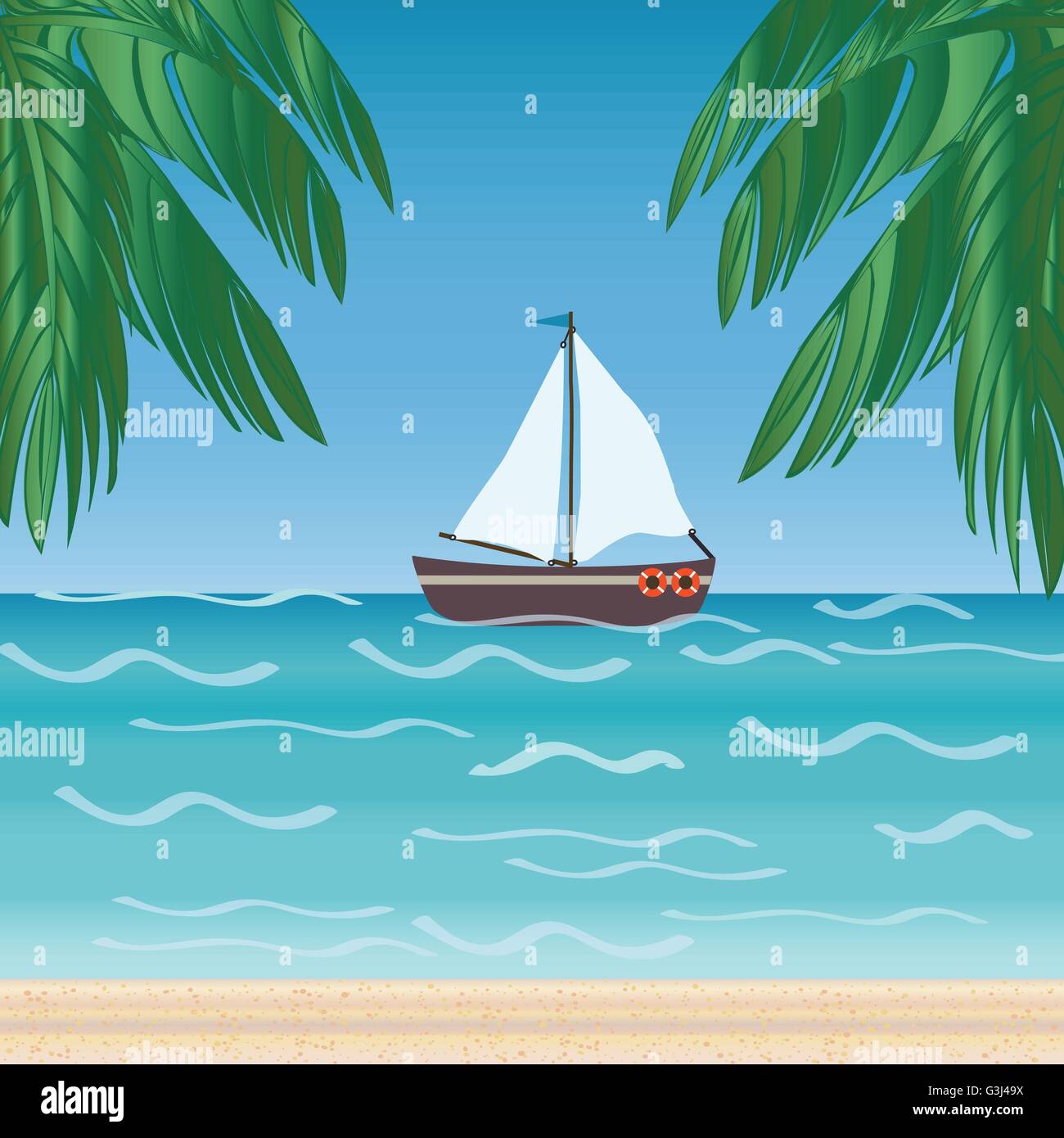 Water transport travel ship across sea river ocean Stock Vector Image ...