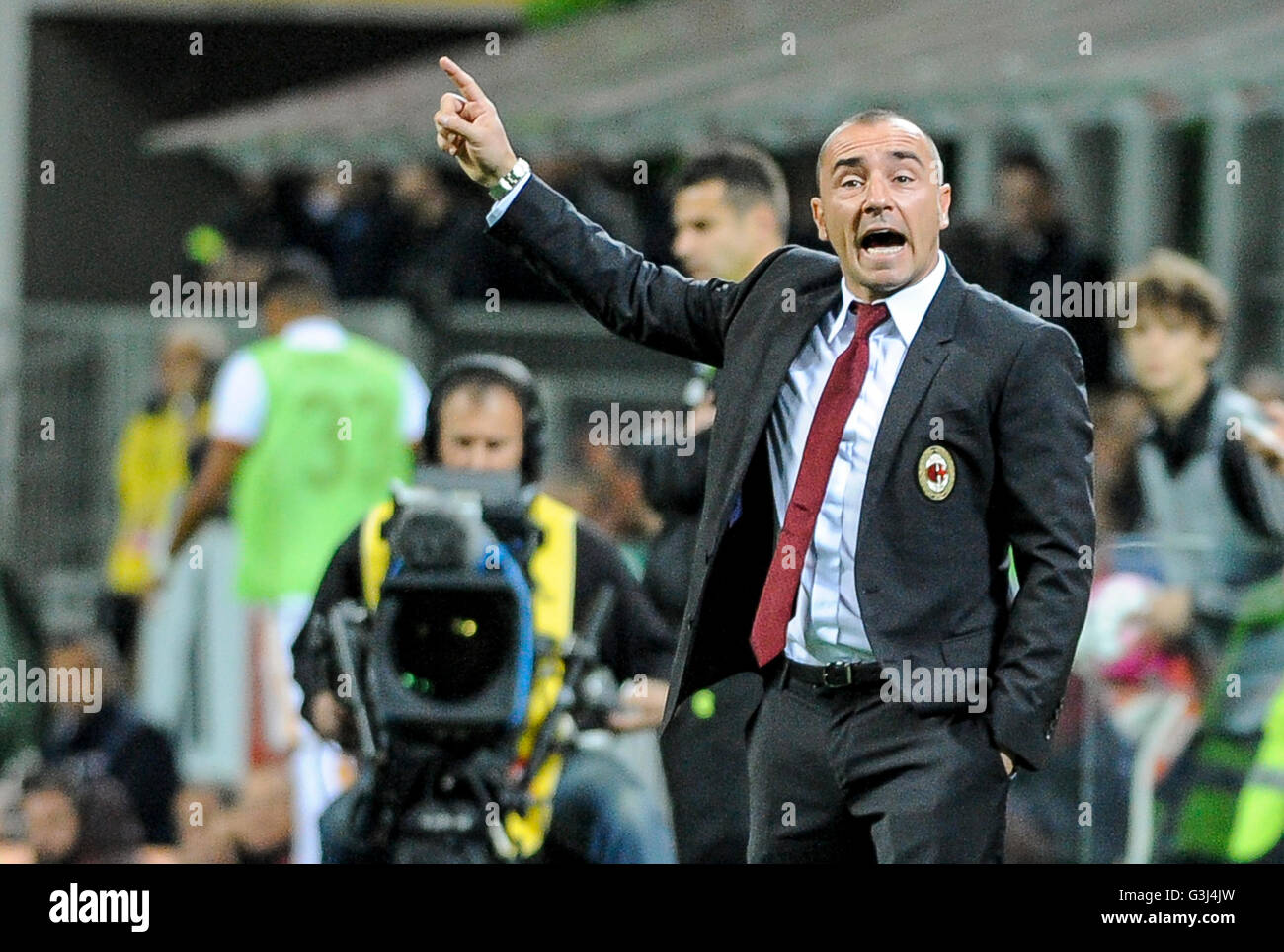 Milan, Italy. 14th May, 2016. Cristian Brocchi gestures during the ...