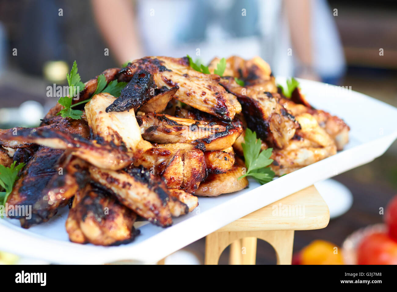grilled chicken wings outdoor Stock Photo - Alamy