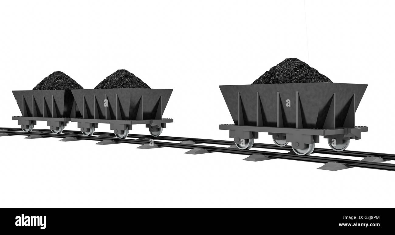 3D Illustration of a Coal trolleys - Isolated on white Stock Photo - Alamy