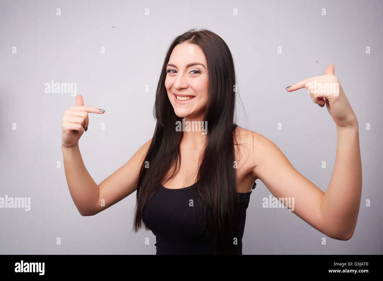 woman pointing at herself Stock Photo - Alamy