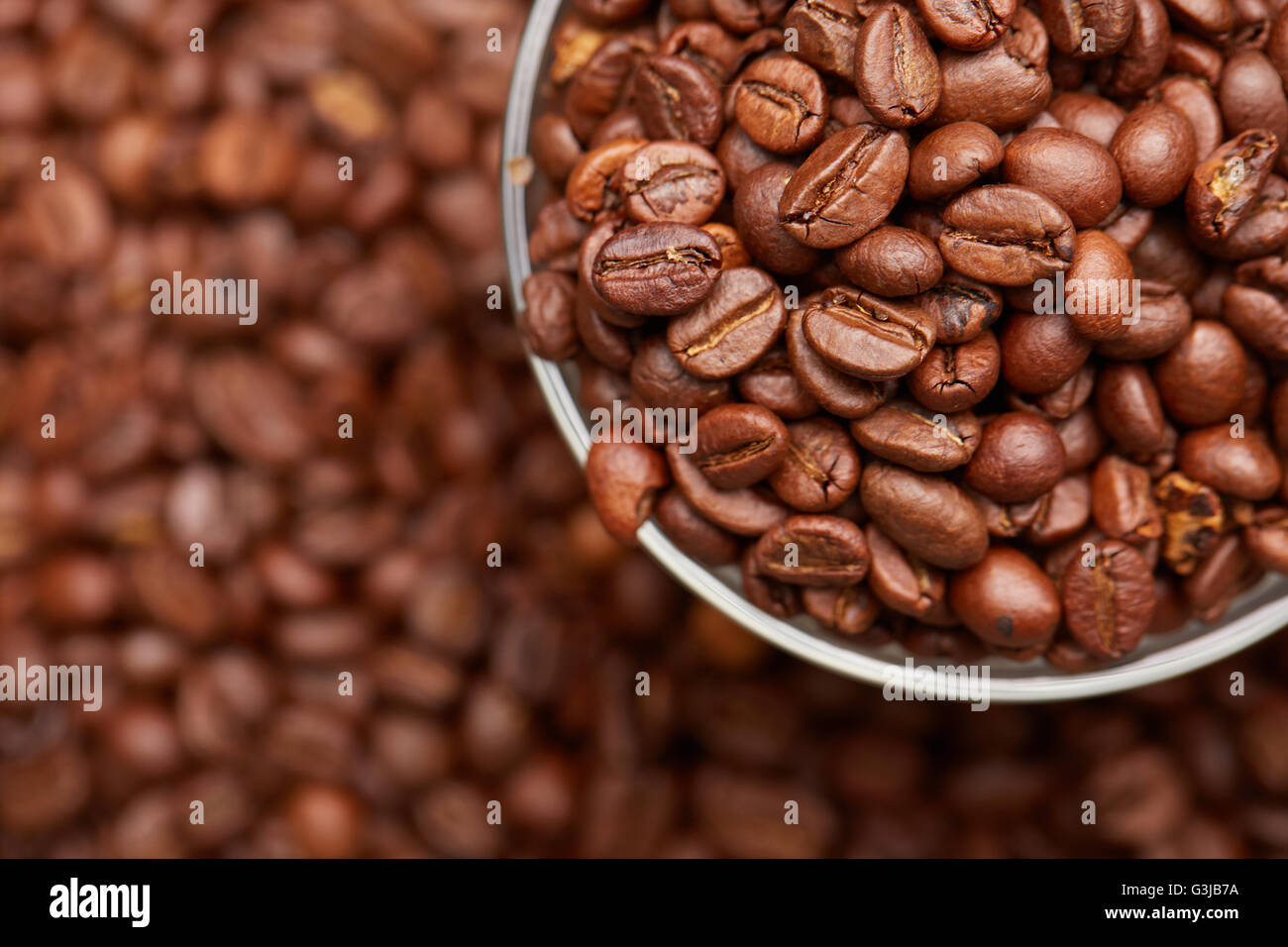 coffee beans in cup in the tray Stock Photo - Alamy