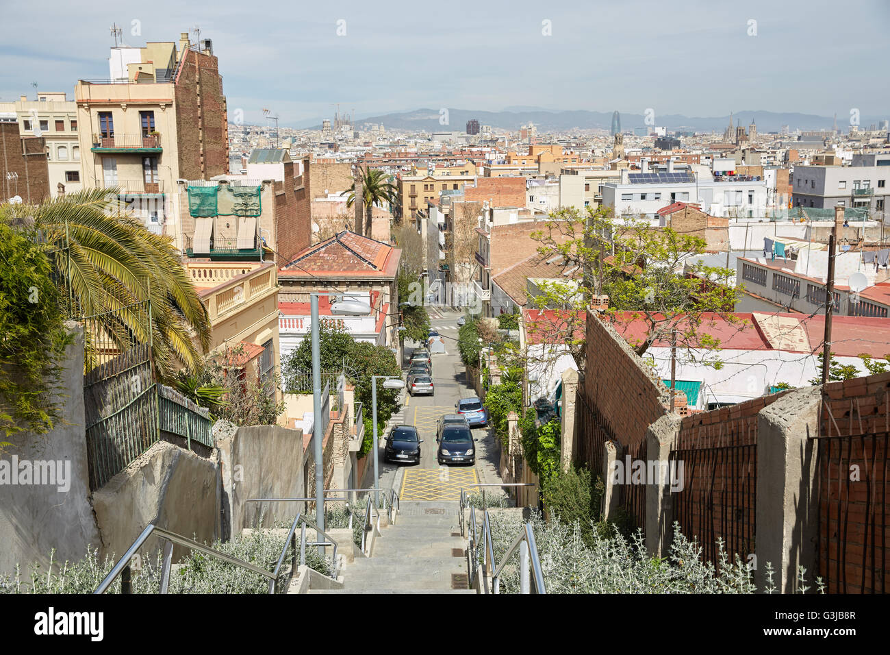 steep stairs in Barcelona Stock Photo - Alamy