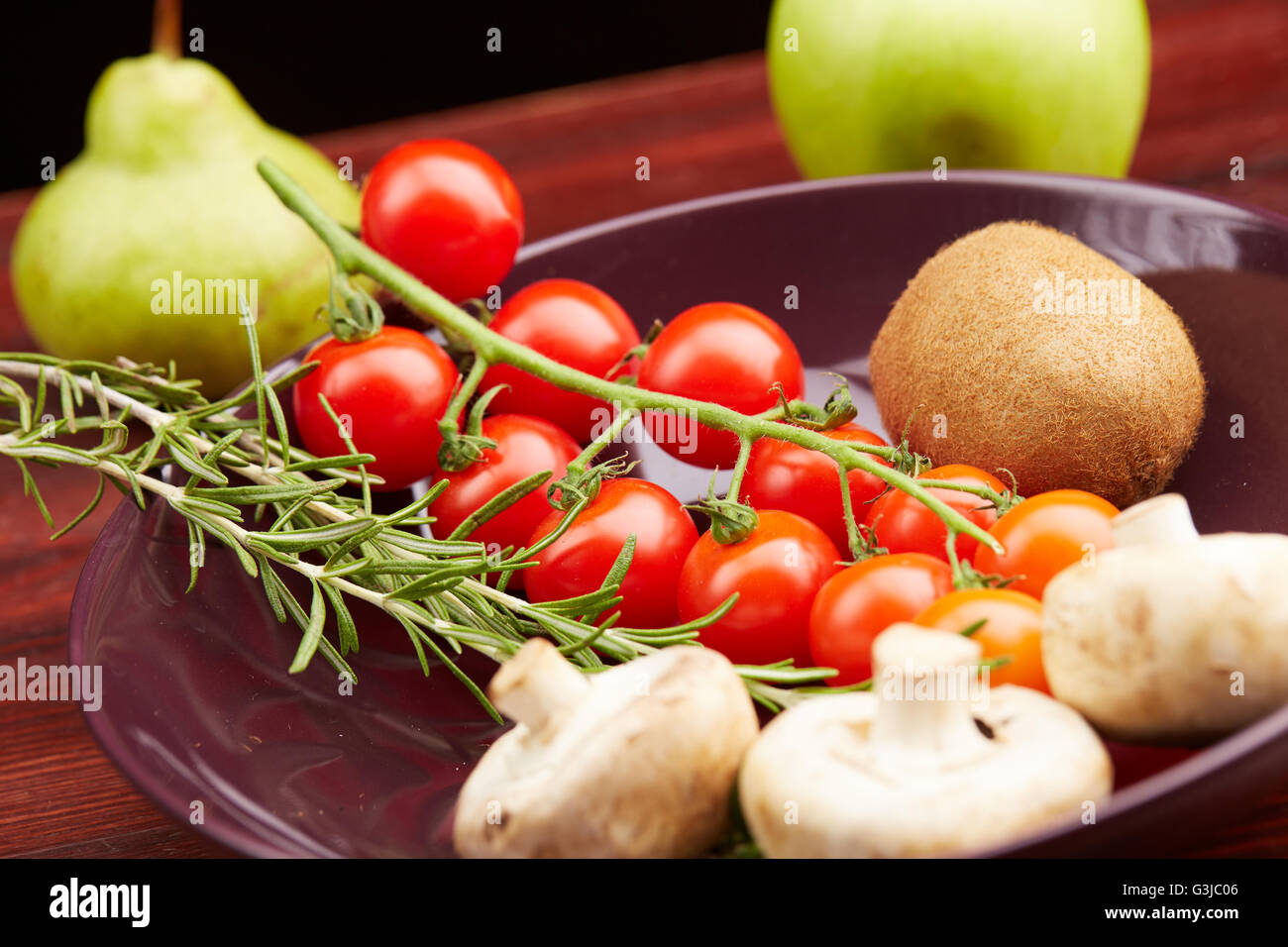 healthy eating fresh vegetables and fruits mushrooms Stock Photo - Alamy