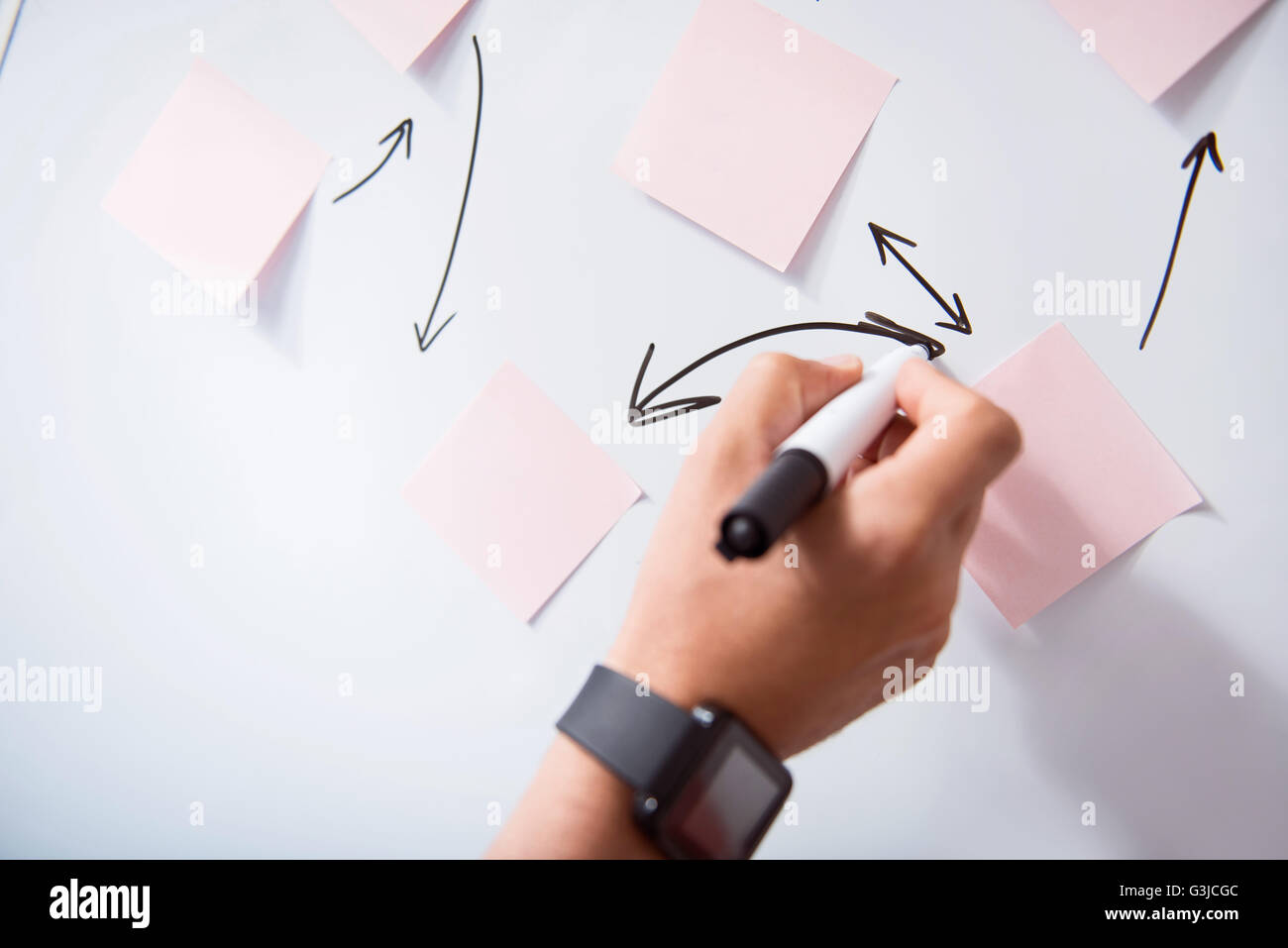 Pleasant person making notes on the board Stock Photo - Alamy