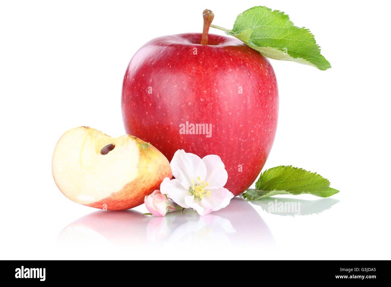 Apple fruit red slice isolated on a white background Stock Photo - Alamy