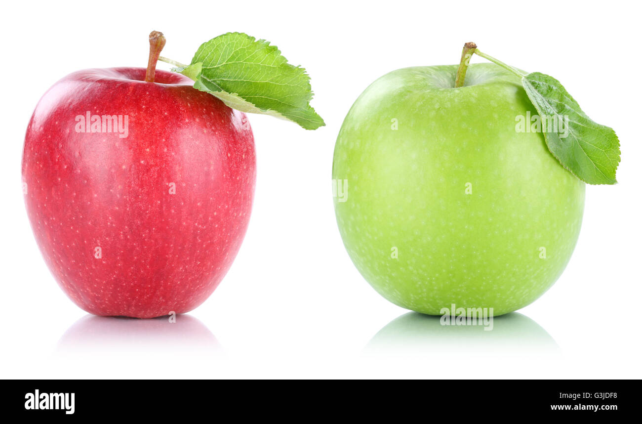 Apple fruit apples fruits red green isolated on a white background ...