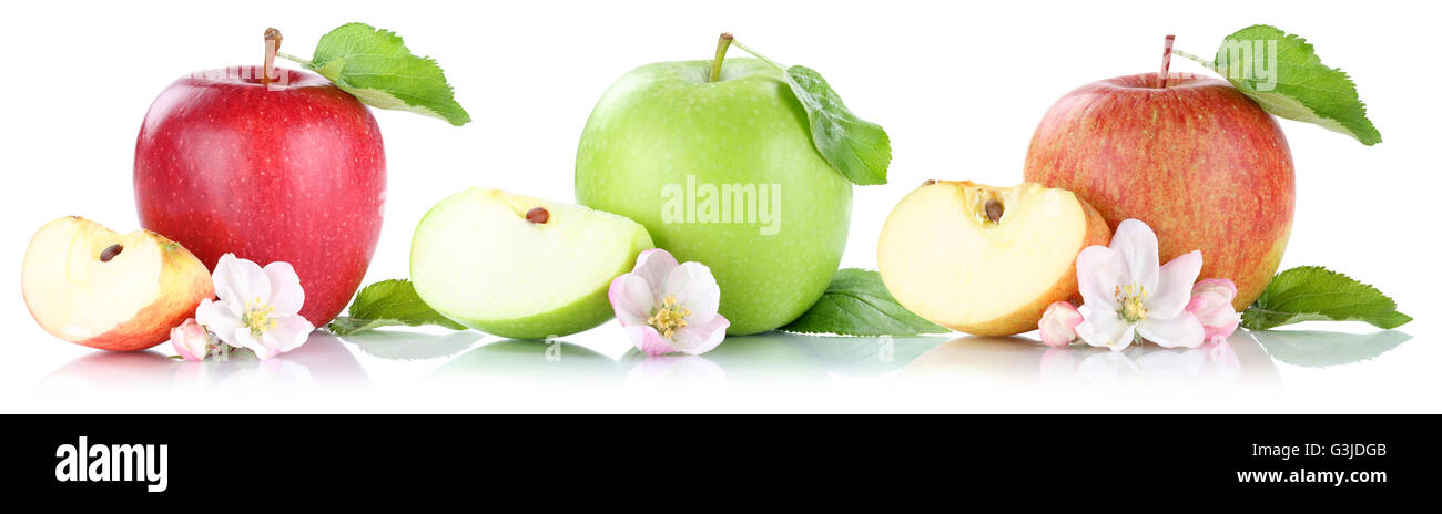 Apple fruit apples fruits in a row isolated on a white background Stock ...