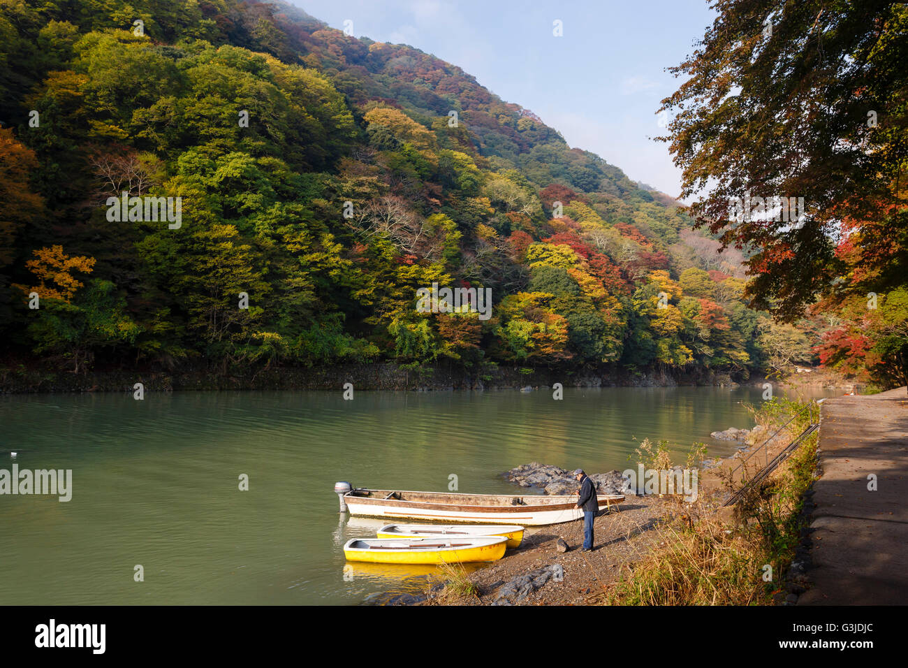 Beautiful fall, autumn landscape around Arashiyama, Kyoto, Japan Stock ...