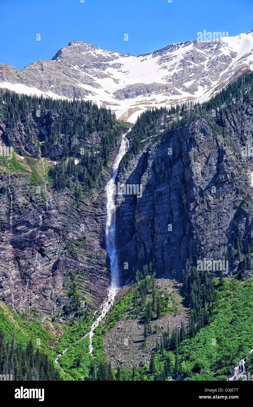 Waterfall at Avalanche Lake in Glacier National Park, Montana, USA ...
