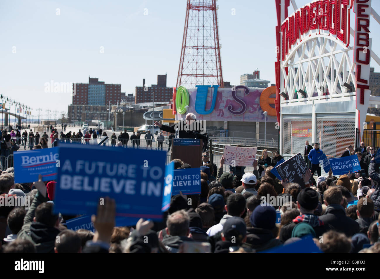 Brooklyn, United States. 10th Apr, 2016. Bernie Sanders at a campaign ...