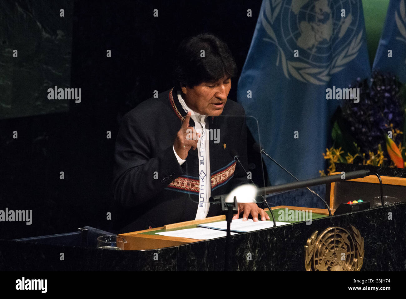 New York City, United States. 22nd Apr, 2016. Bolivian President Evo ...