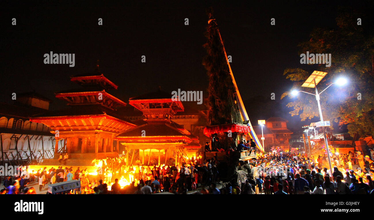 Kathmandu, Nepal. 15th Apr, 2016. Hindu devotees offer prayers during ...