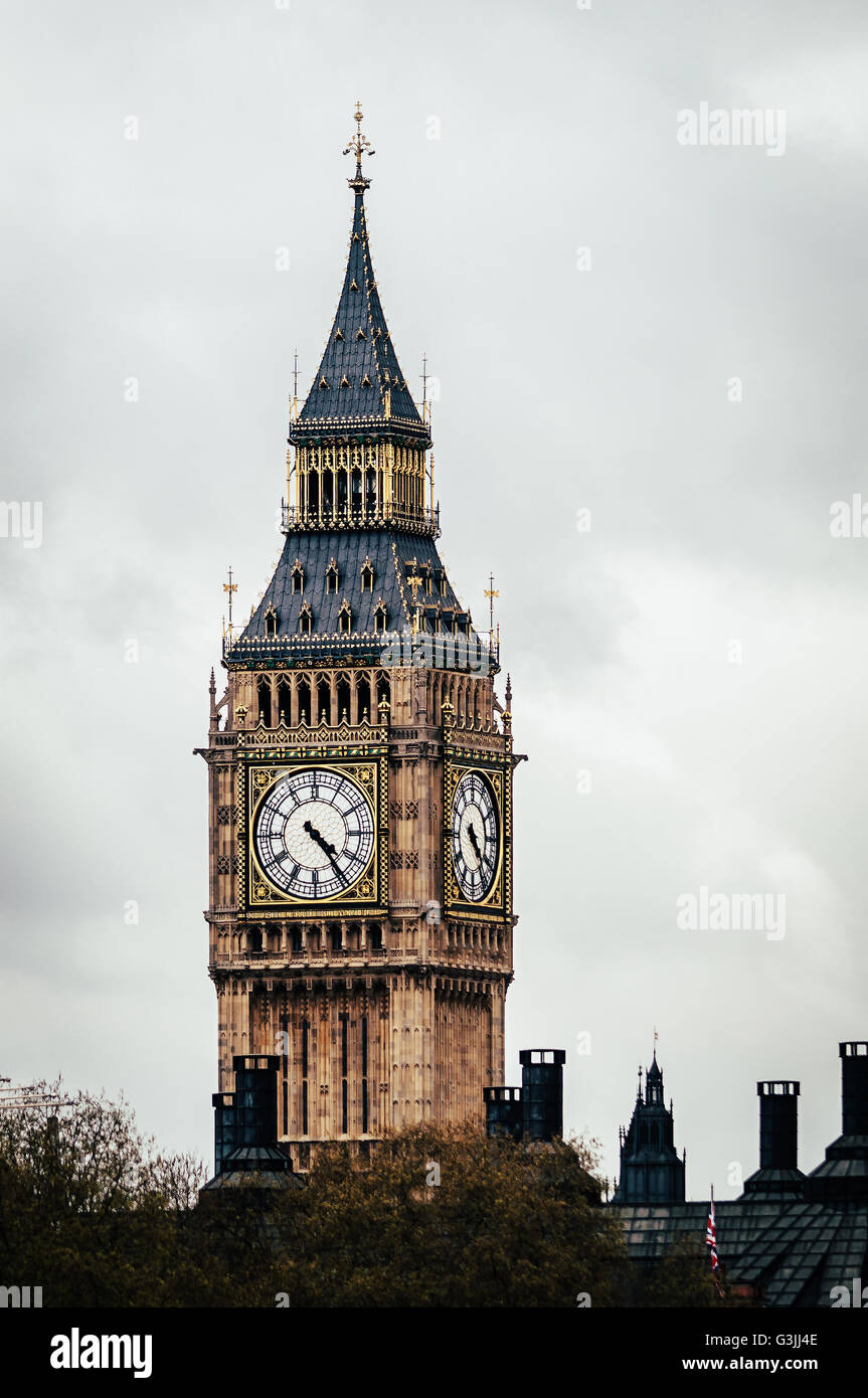 The Clock Tower in London, England, UK. Cross process filter applied ...