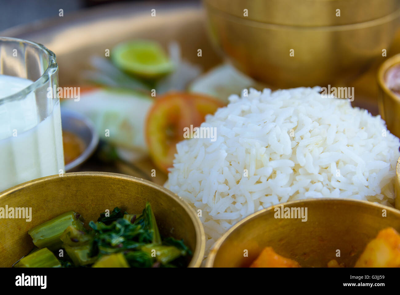 Traditional Nepalese thali in a restaurant Stock Photo - Alamy