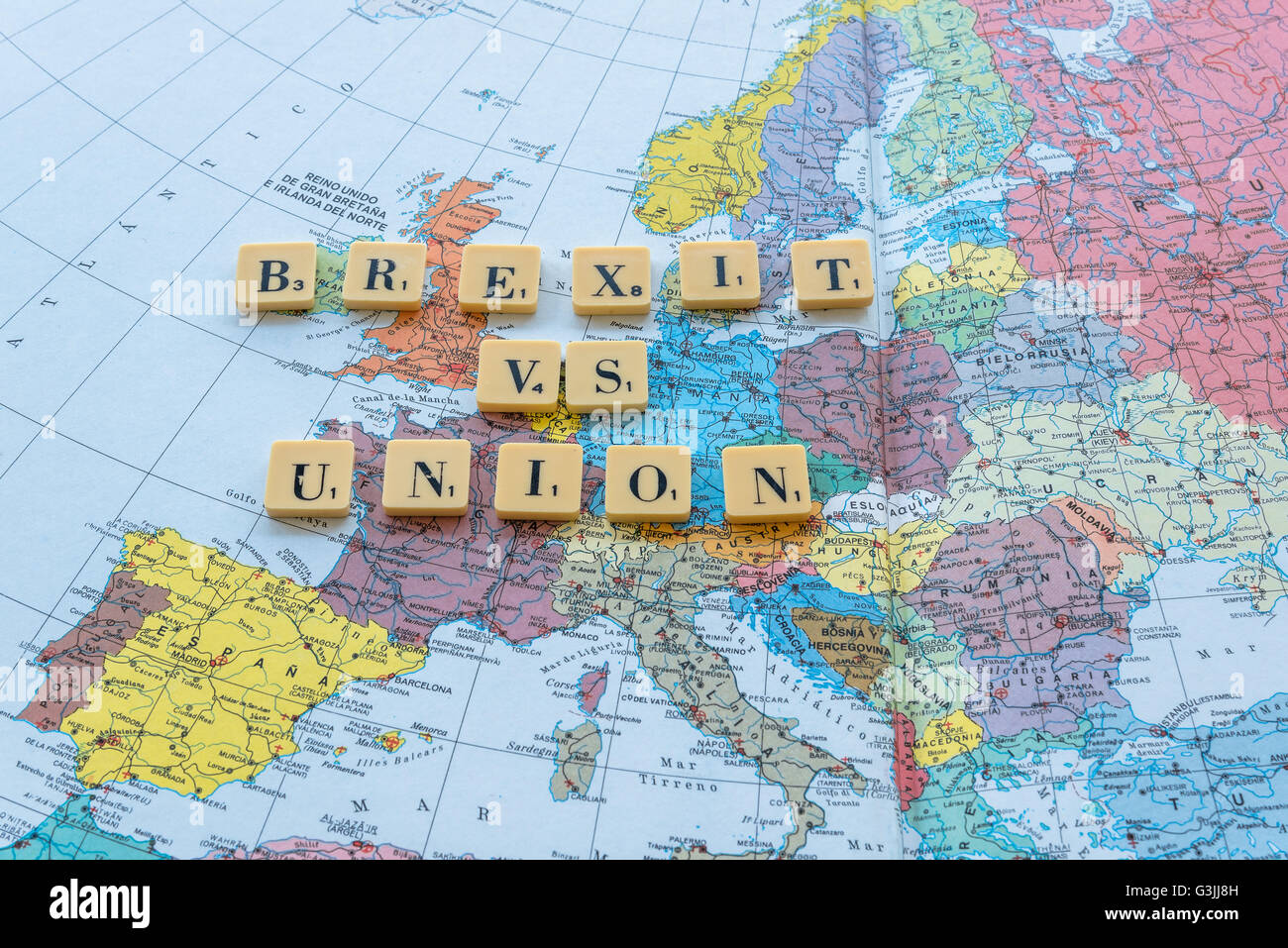 Brexit vs Union words on european map. The United Kingdom European ...
