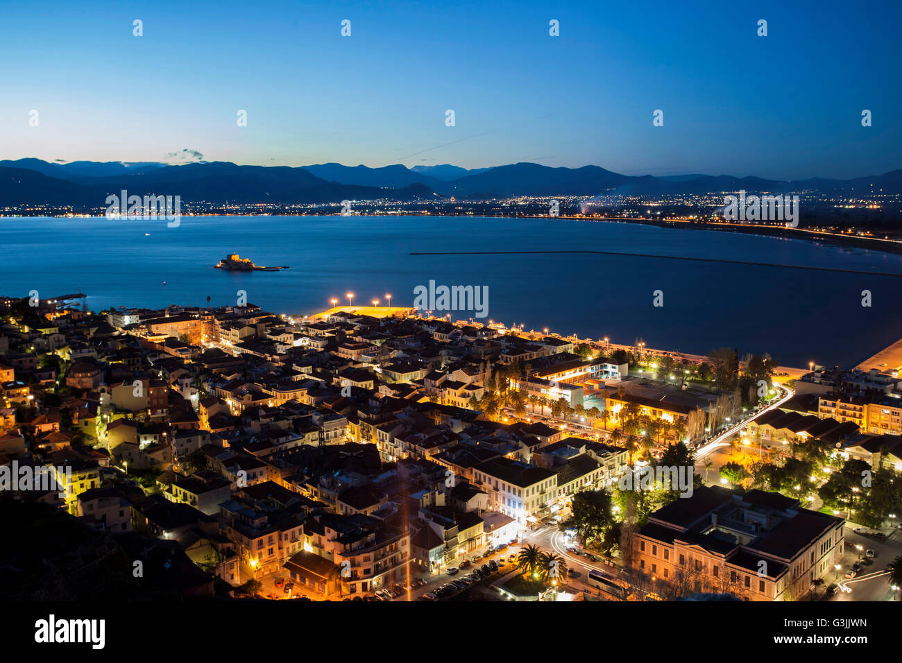 Nafplio by night, Greece Stock Photo - Alamy