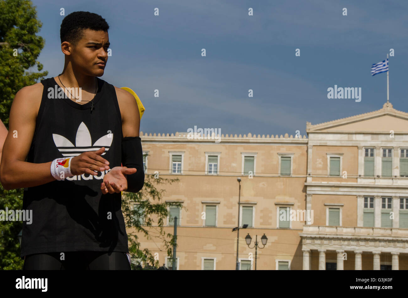 Athens, Greece. 10th May, 2016. Greek Pole Vaulter Karalis Emmanouil ...