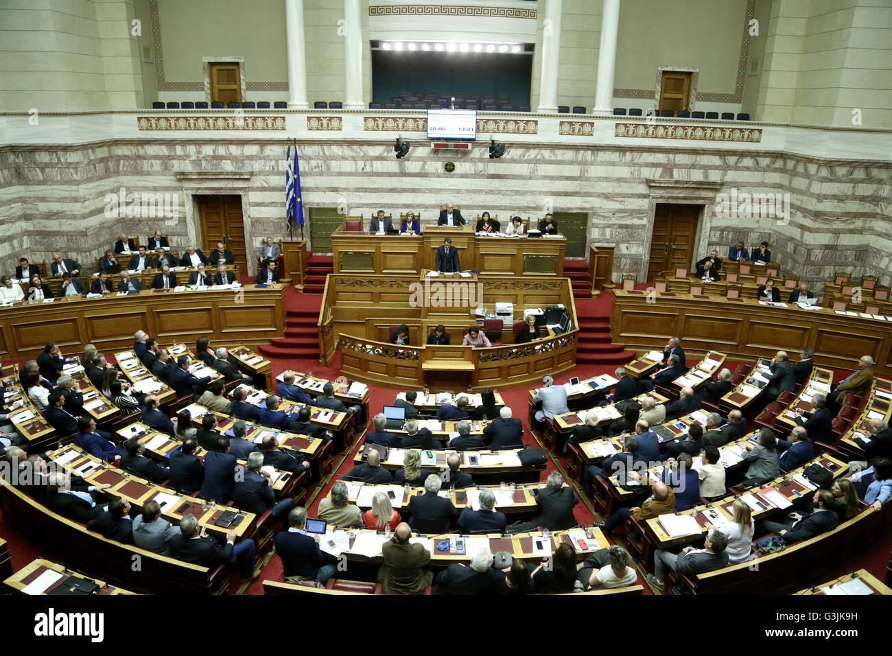 Debate at the Greek Parliament, on the social security and tax bill ...